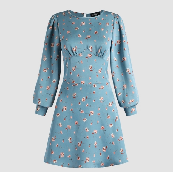 Cider | Dresses | New W Tags Cider Turquoise Blue Satiny Flowers Mini ...